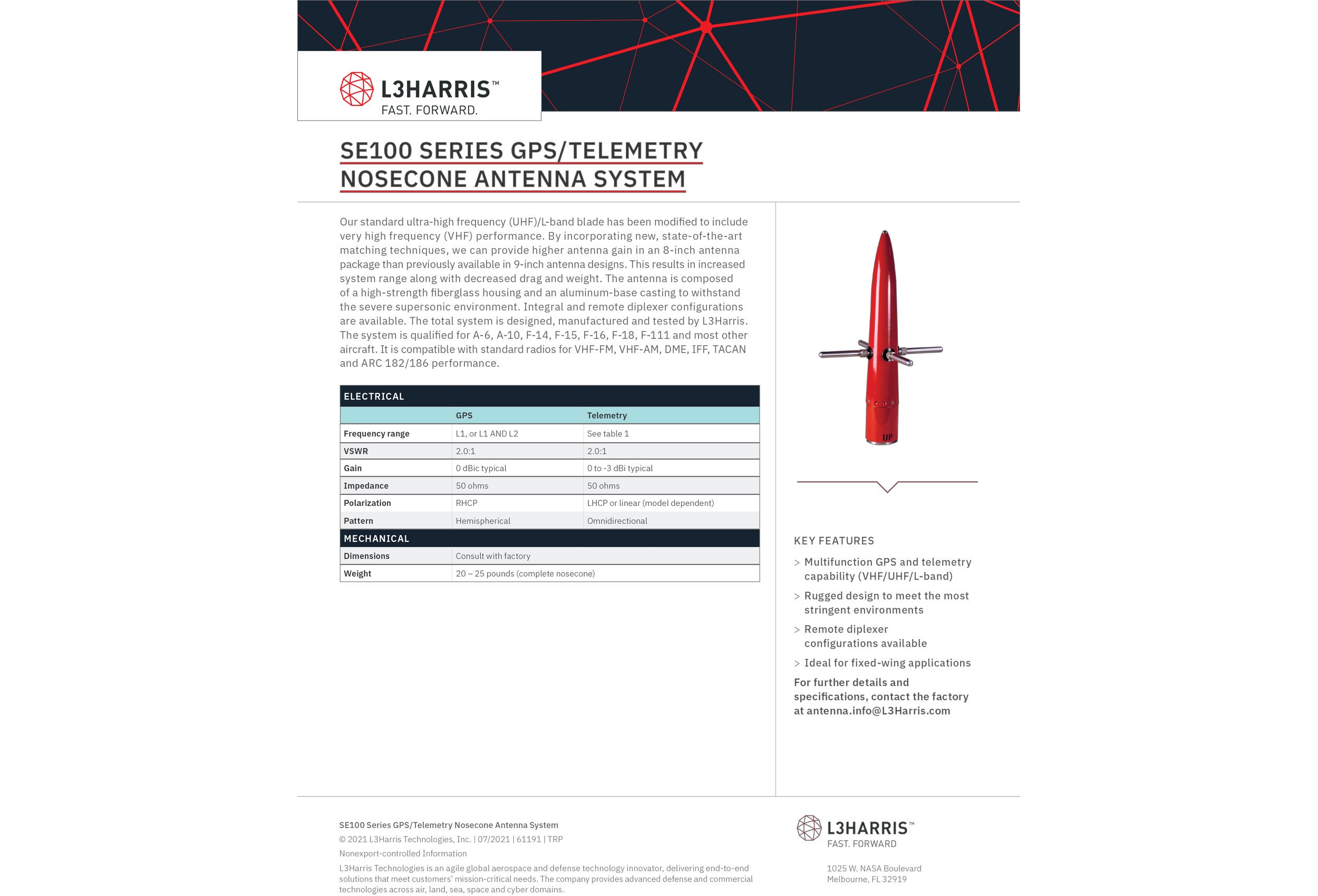 SE100 Series Antenna Spec Sheet | L3Harris® Fast. Forward.