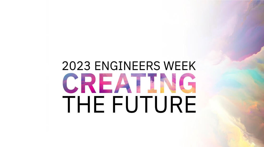 Engineers Week 2023 displayed over clouds