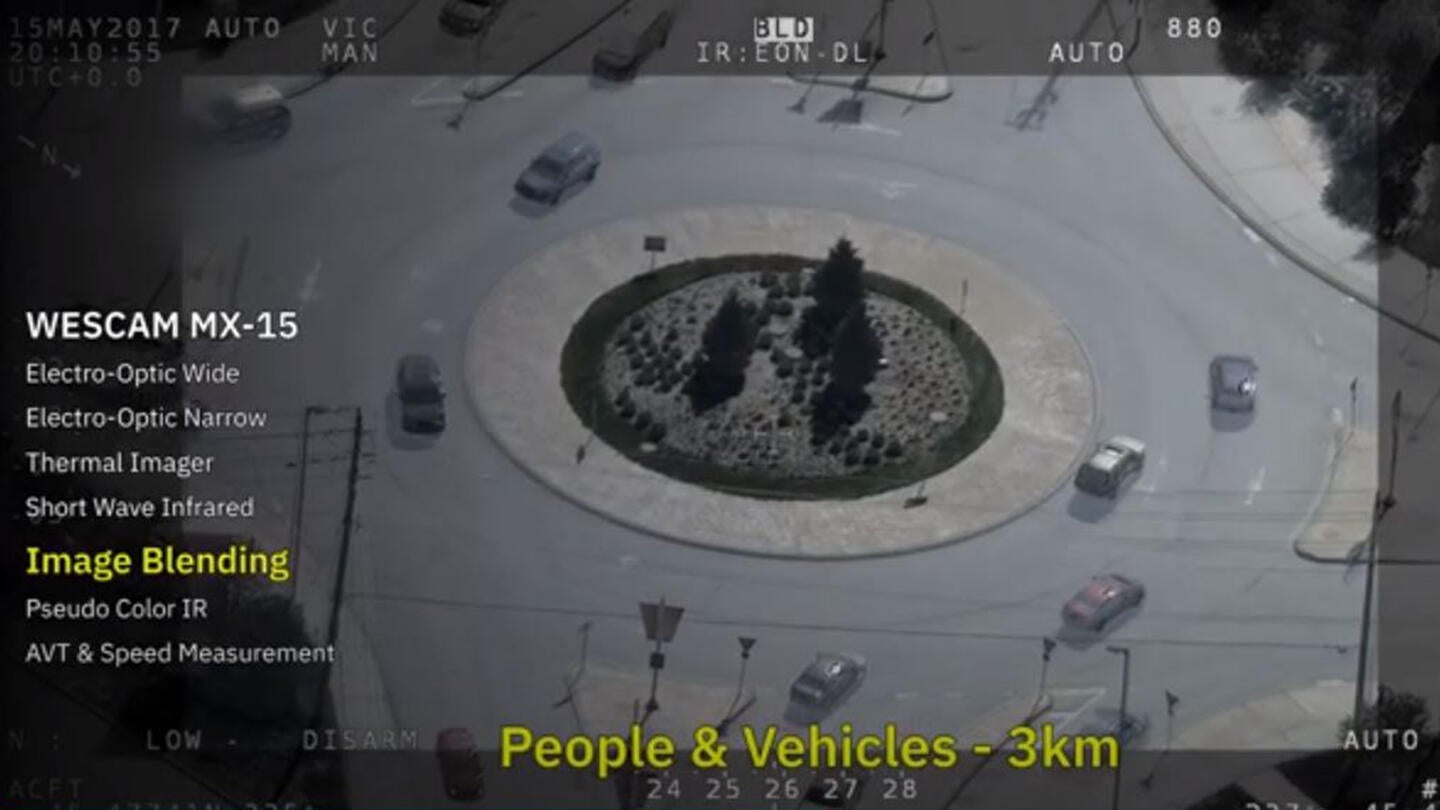 Infrared image of a traffic circle capture from above