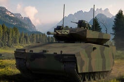Lynx Optionally Manned Fighting Vehicle in a field with mountains in ...