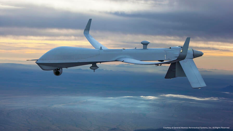 Predator XP UAV inflight side view