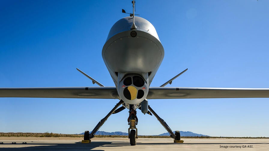 General Atomics UAV on Tarmac front view